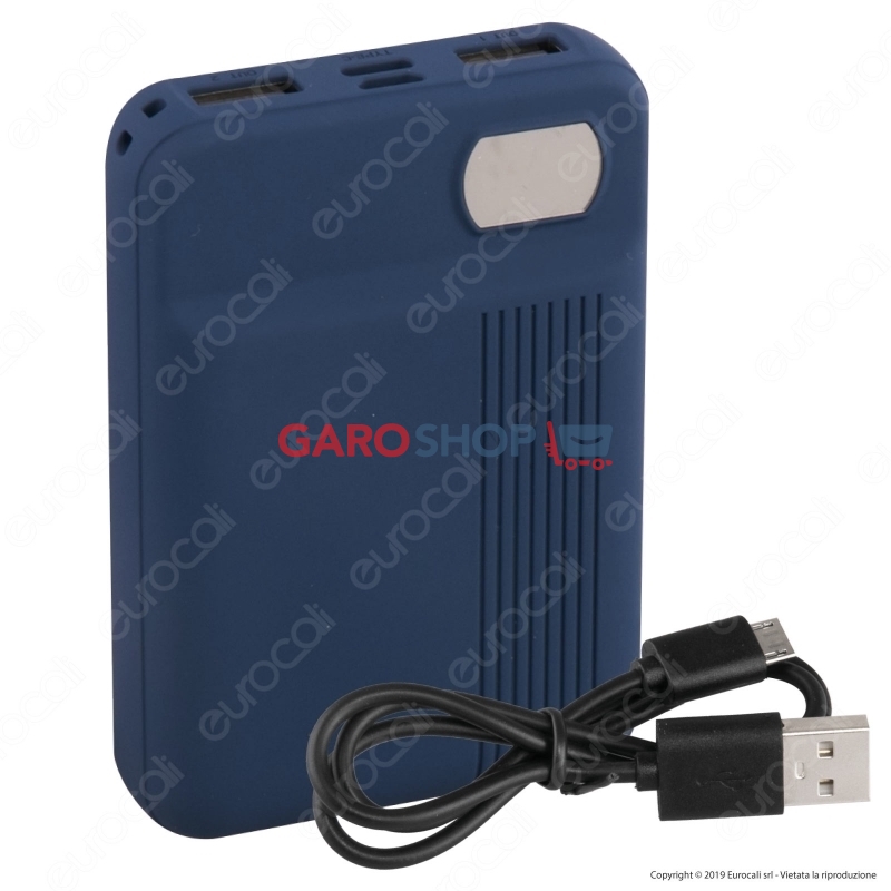 GaroShop. V-TAC VT-3504 POWER BANK PORTATILE 10000 MAH 2 USCITE USB 2,1A