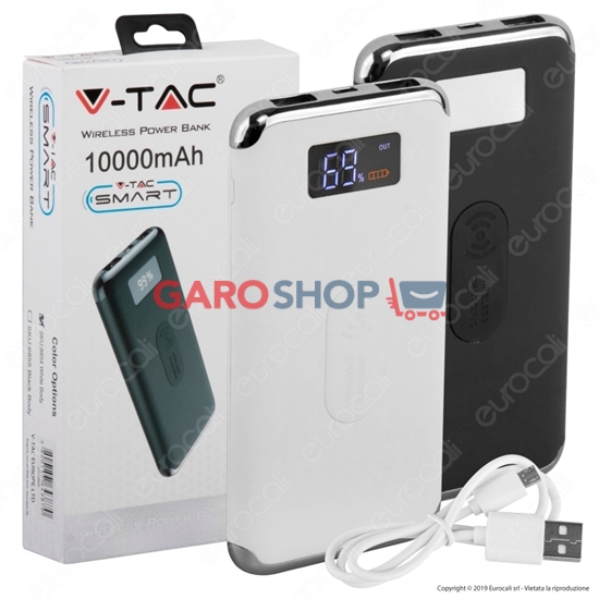 GaroShop. V-TAC VT-3505 POWER BANK CON RICARICA WIRELESS 10000 MAH 2 ...