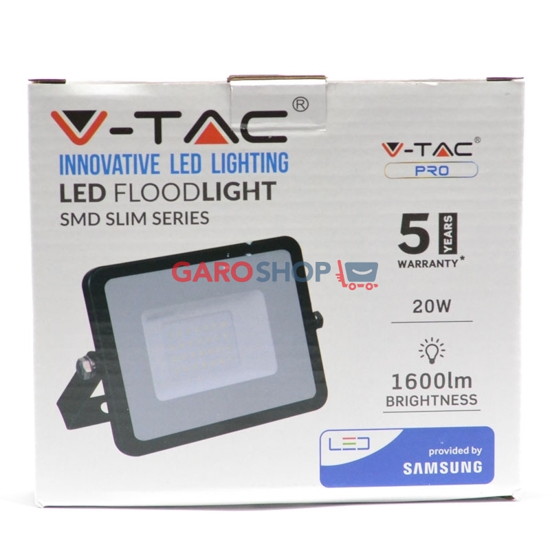GaroShop. V-TAC PRO VT-20 FARO LED SMD 20W ULTRASOTTILE CHIP SAMSUNG DA ESTERNO COLORE NERO