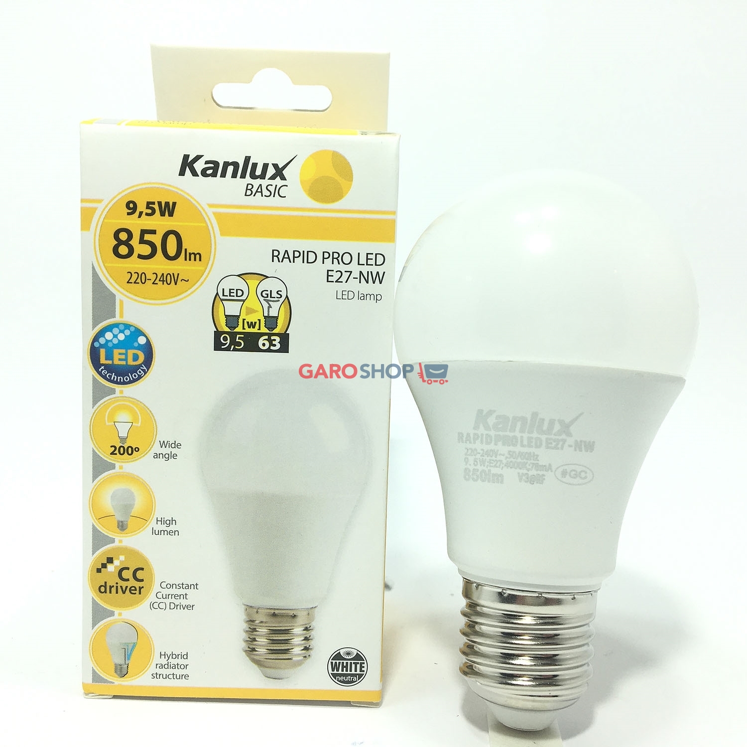 GaroShop. KANLUX RAPID PRO LAMPADINA LED E27 9,5W BULB A60