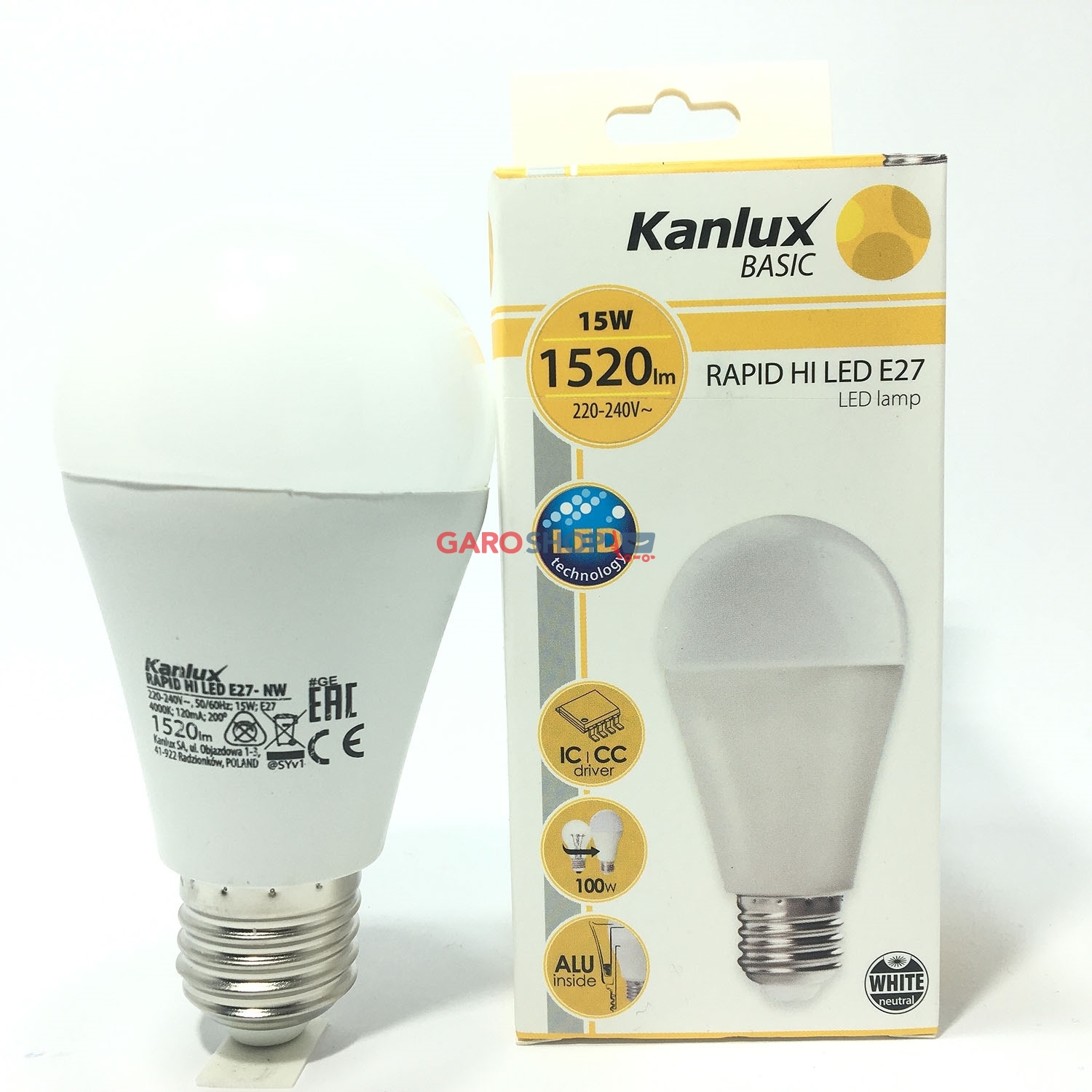 GaroShop. KANLUX RAPID LAMPADINA LED E27 15W BULB A60