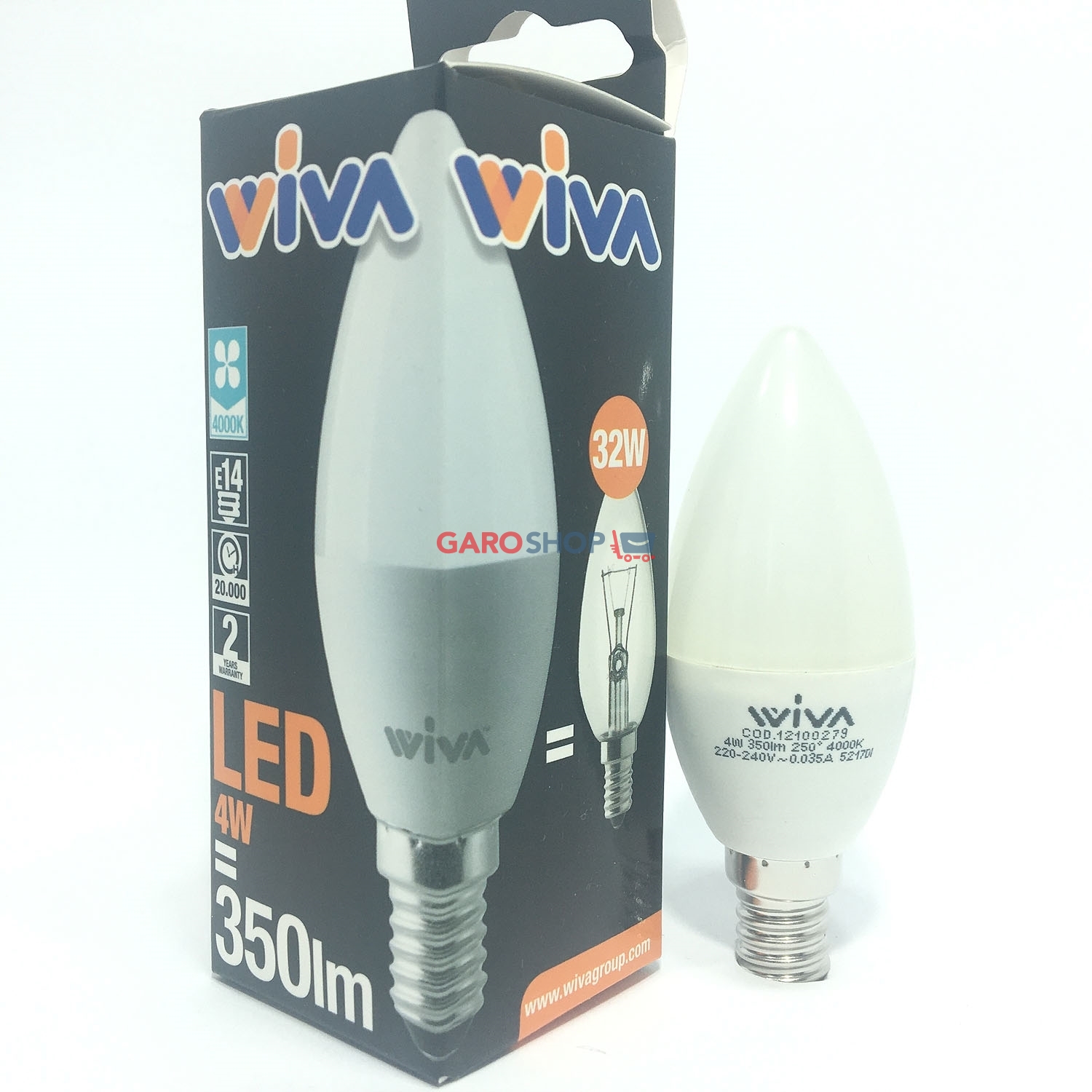 GaroShop. WIVA LAMPADINA LED E14 4W CANDELA