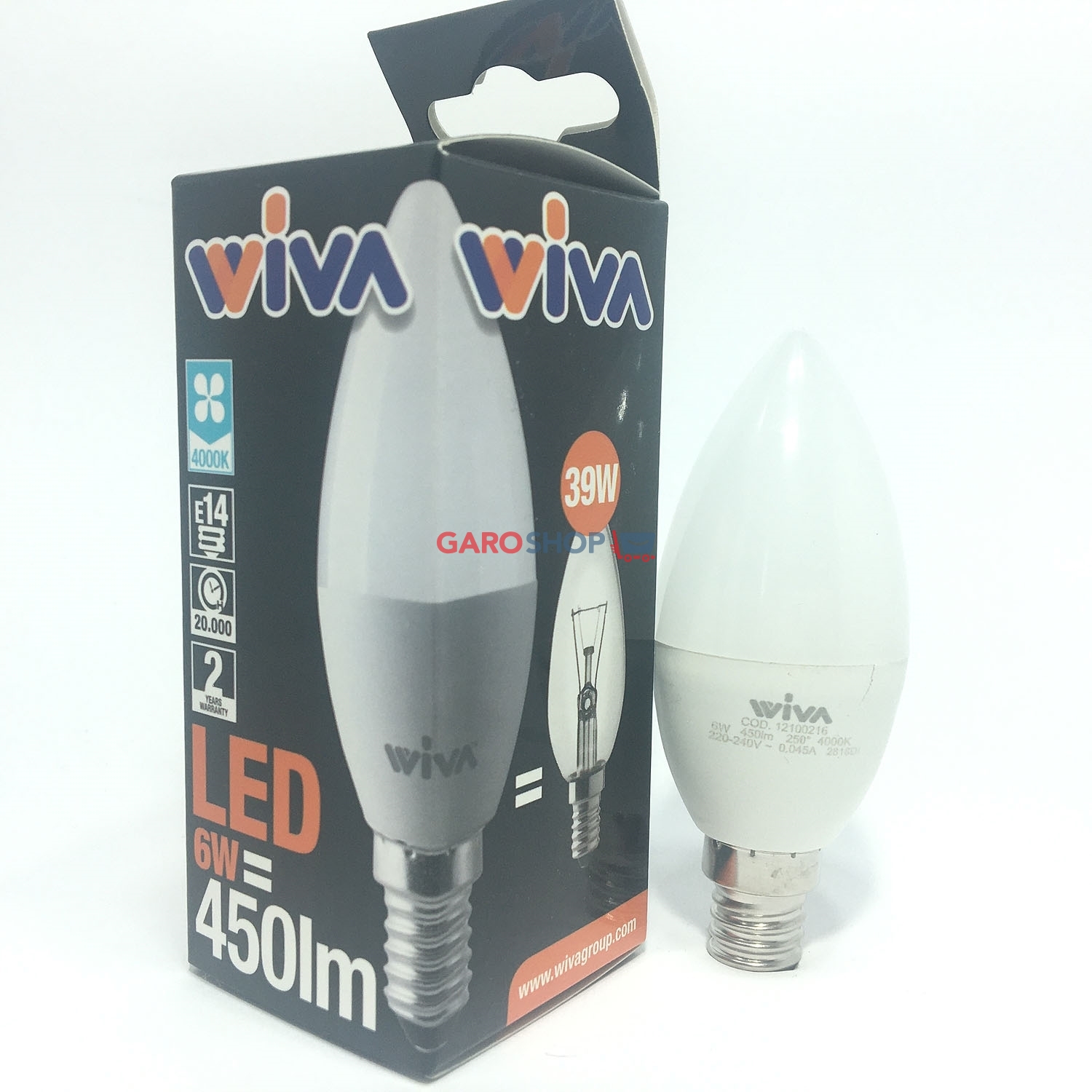 GaroShop. WIVA LAMPADINA LED E14 6W CANDELA