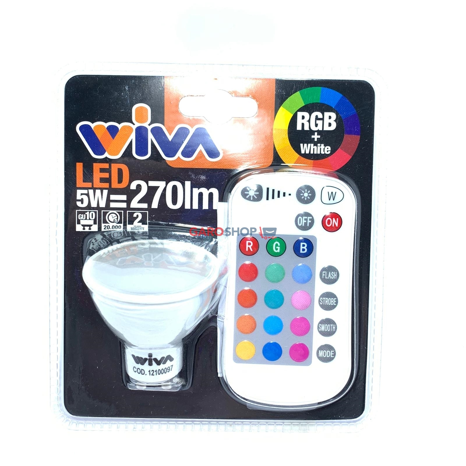 GaroShop. WIVA LAMPADINA LED GU10 5W FARETTO SPOTLIGHT RGB+W CON ...