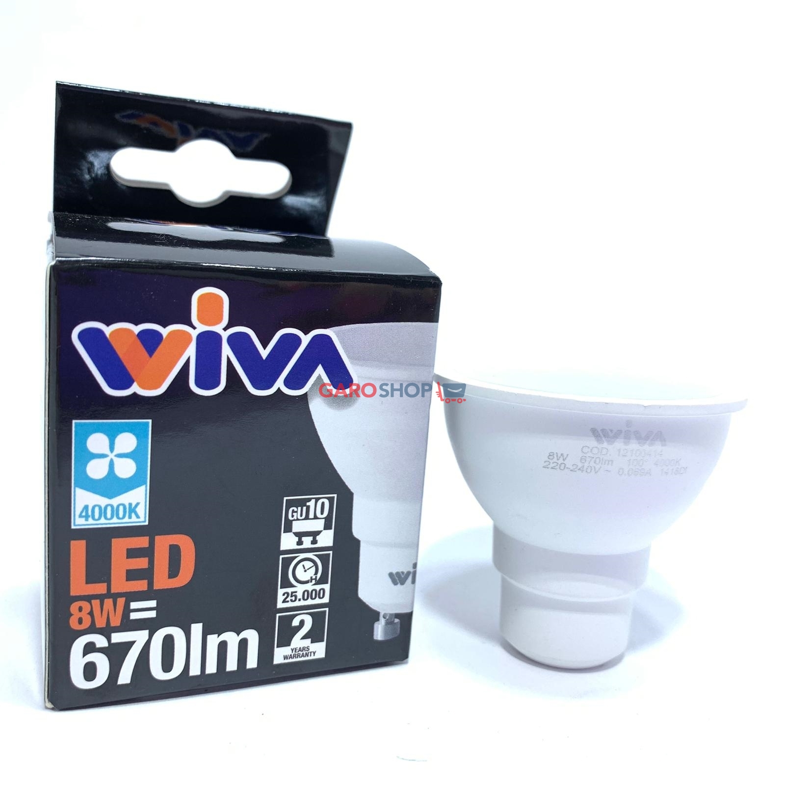 GaroShop. WIVA LAMPADINA LED GU10 8W FARETTO SPOTLIGHT 100°
